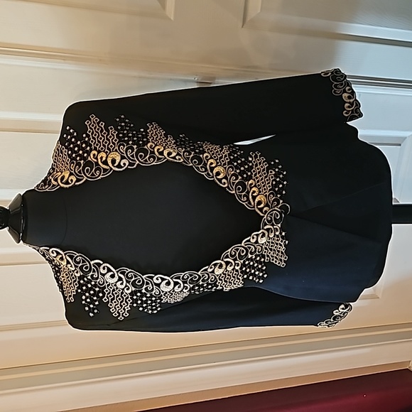 Fontana | Jackets & Coats | Black And Gold Dress Jacket Pit To Pit 9 ...